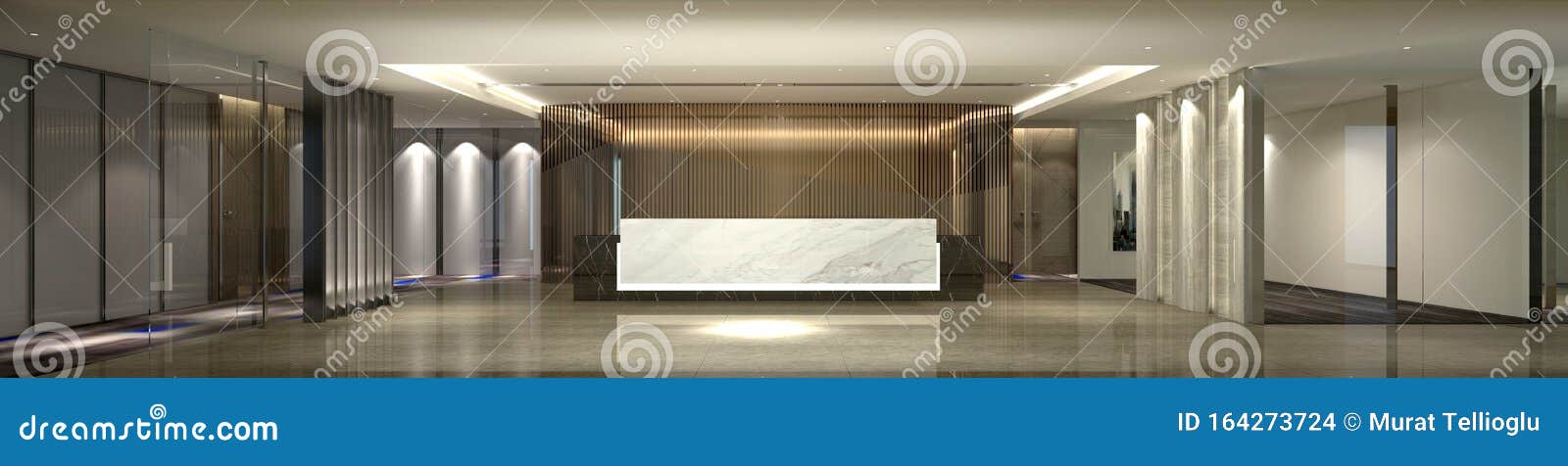 3d Render of Luxury Hotel Reception Stock Illustration - Illustration ...