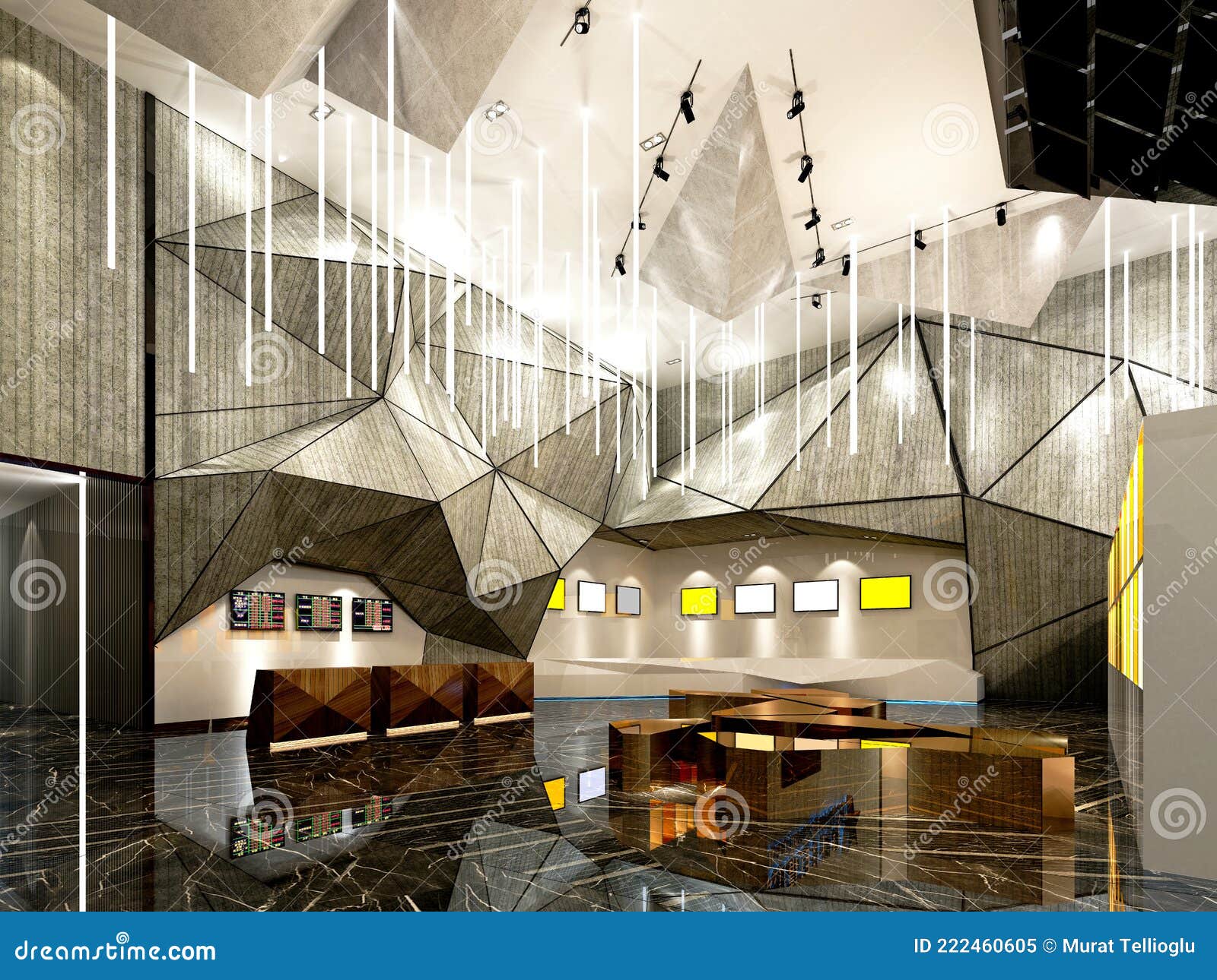 3d Render of Luxury Hotel Reception Stock Illustration - Illustration ...