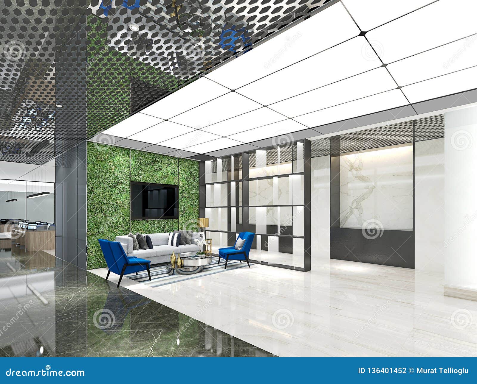 3d Render of Luxury Hotel Lobby Stock Illustration - Illustration of ...