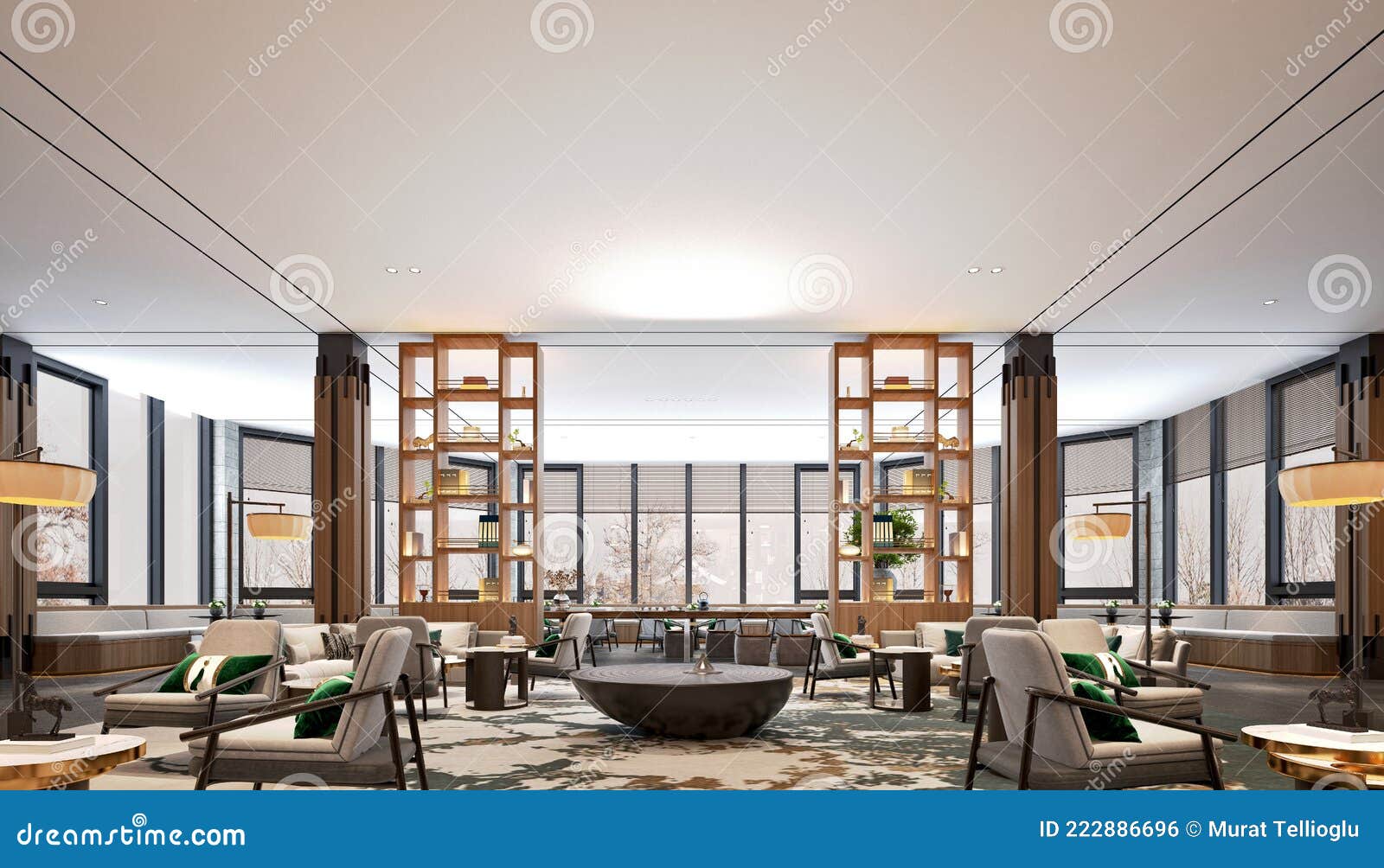 3d Render of Luxury Hotel Reception Stock Illustration - Illustration ...