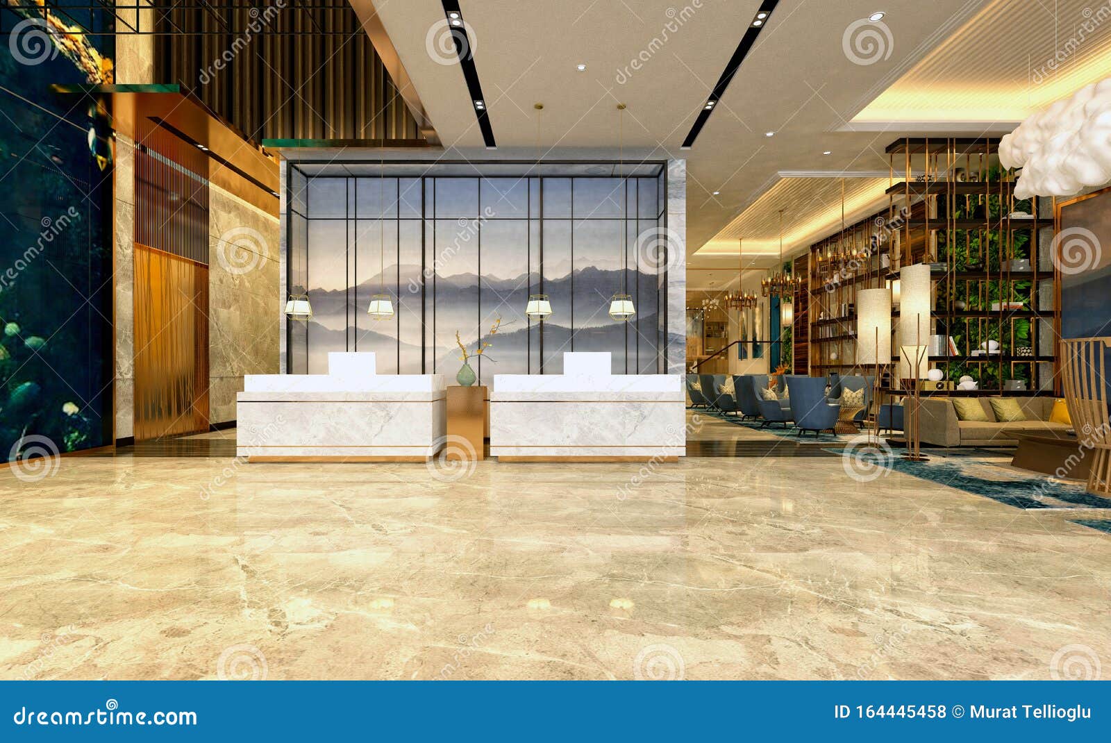 Reception In The Lobby Interior Stock Illustration | CartoonDealer.com ...