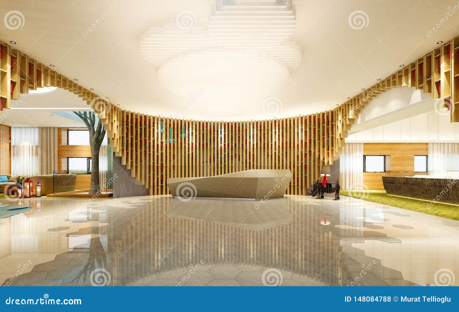 Reception Lobby Office Interior Realistic Vector Illustration ...