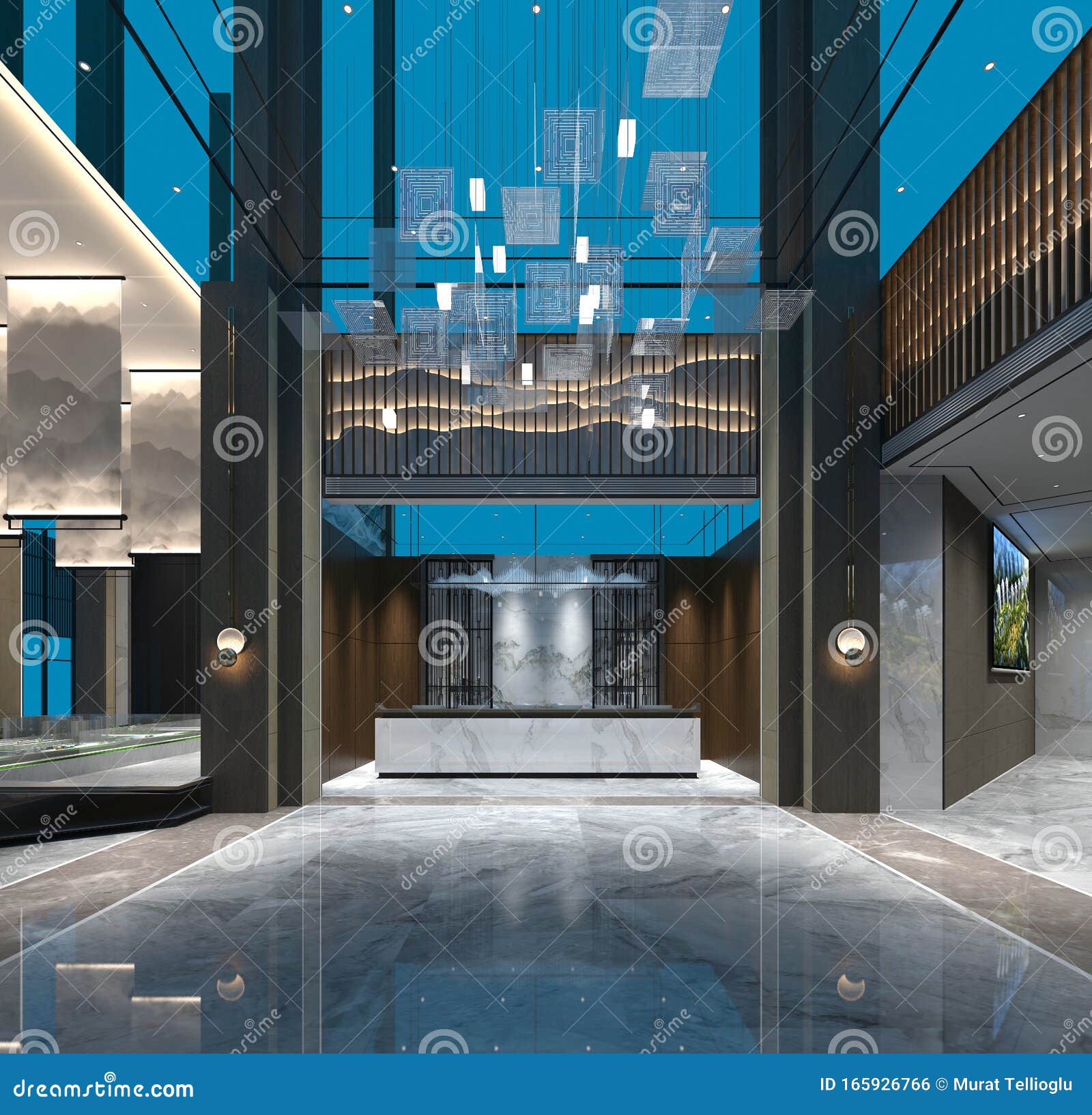 3d Render of Luxury Hotel Interior Stock Illustration - Illustration of ...