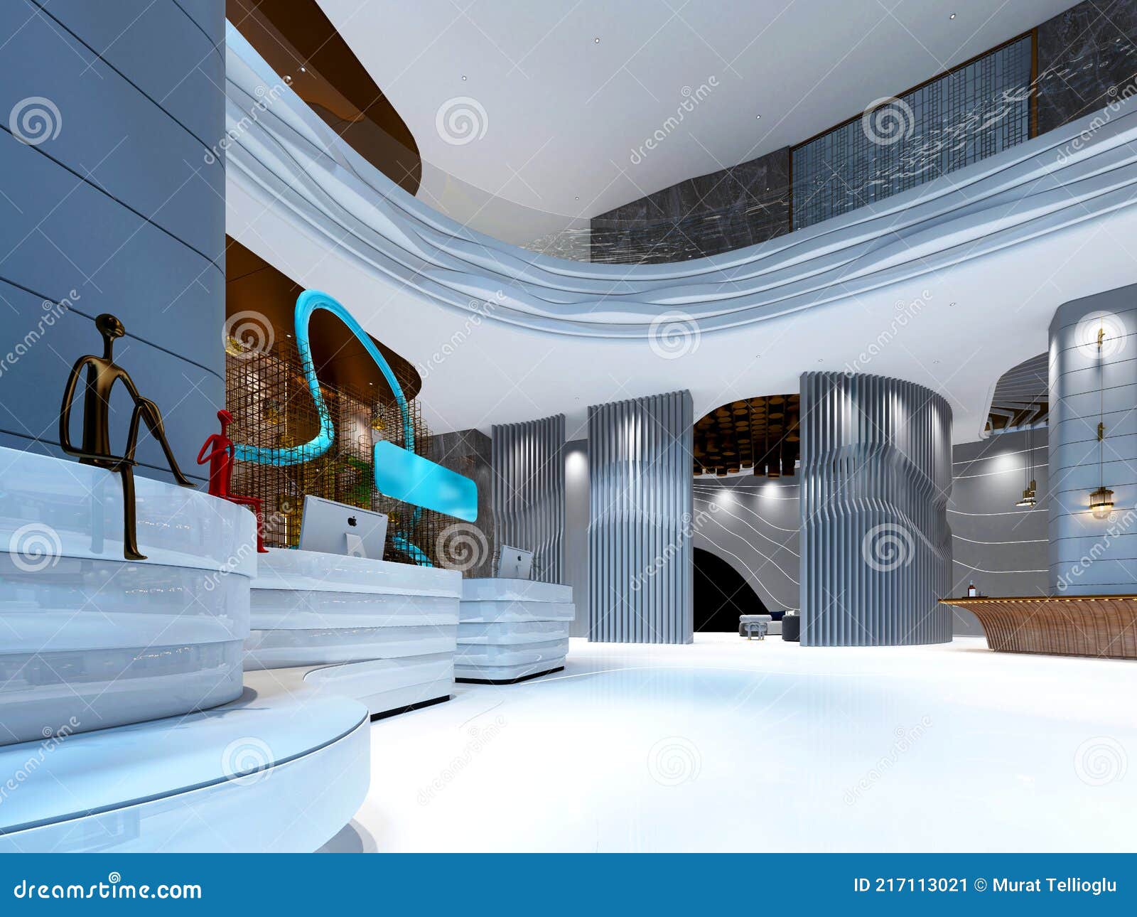 3d Render of Luxury Hotel Reception Stock Illustration - Illustration ...