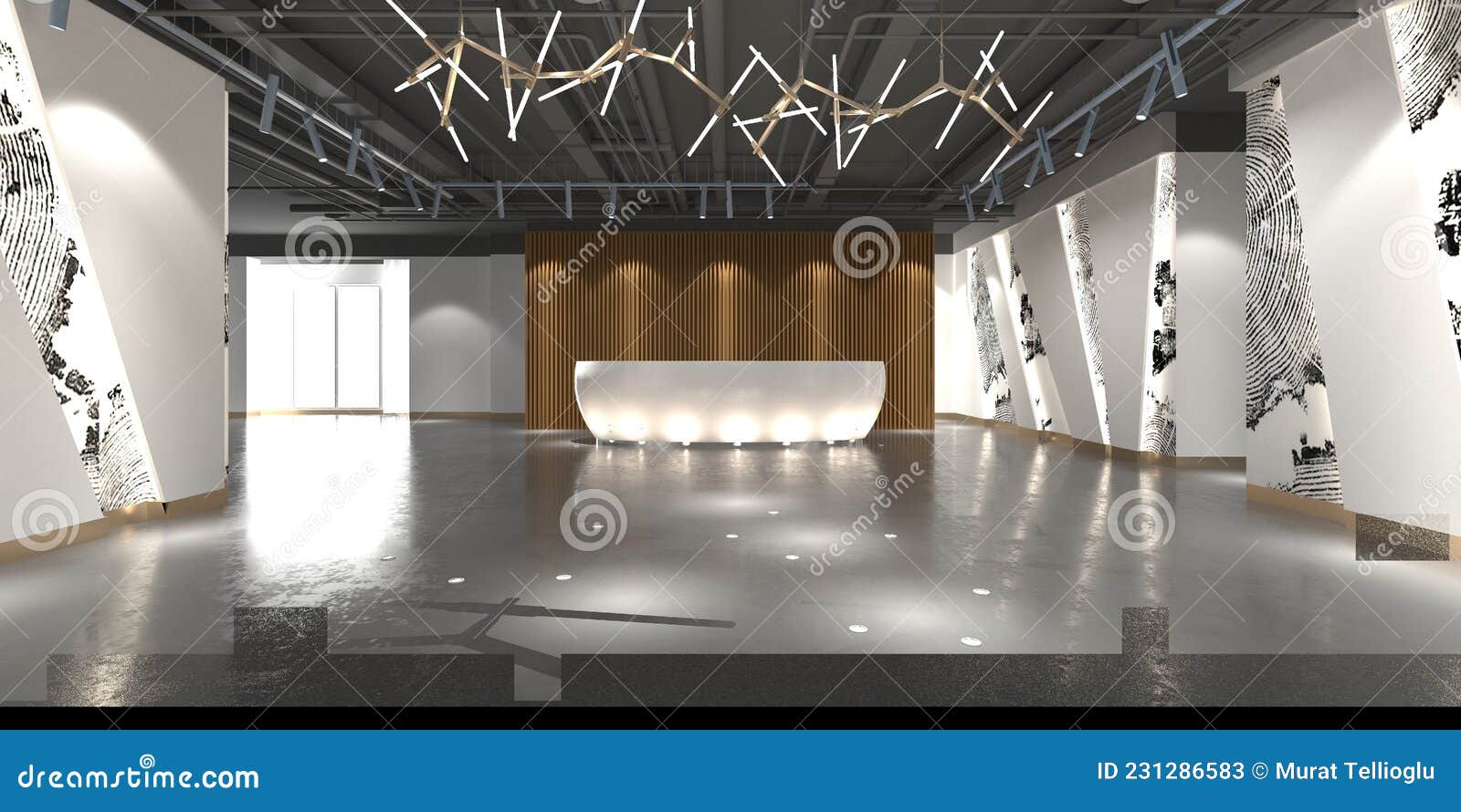 3d Render of Luxury Hotel Reception Stock Illustration - Illustration ...