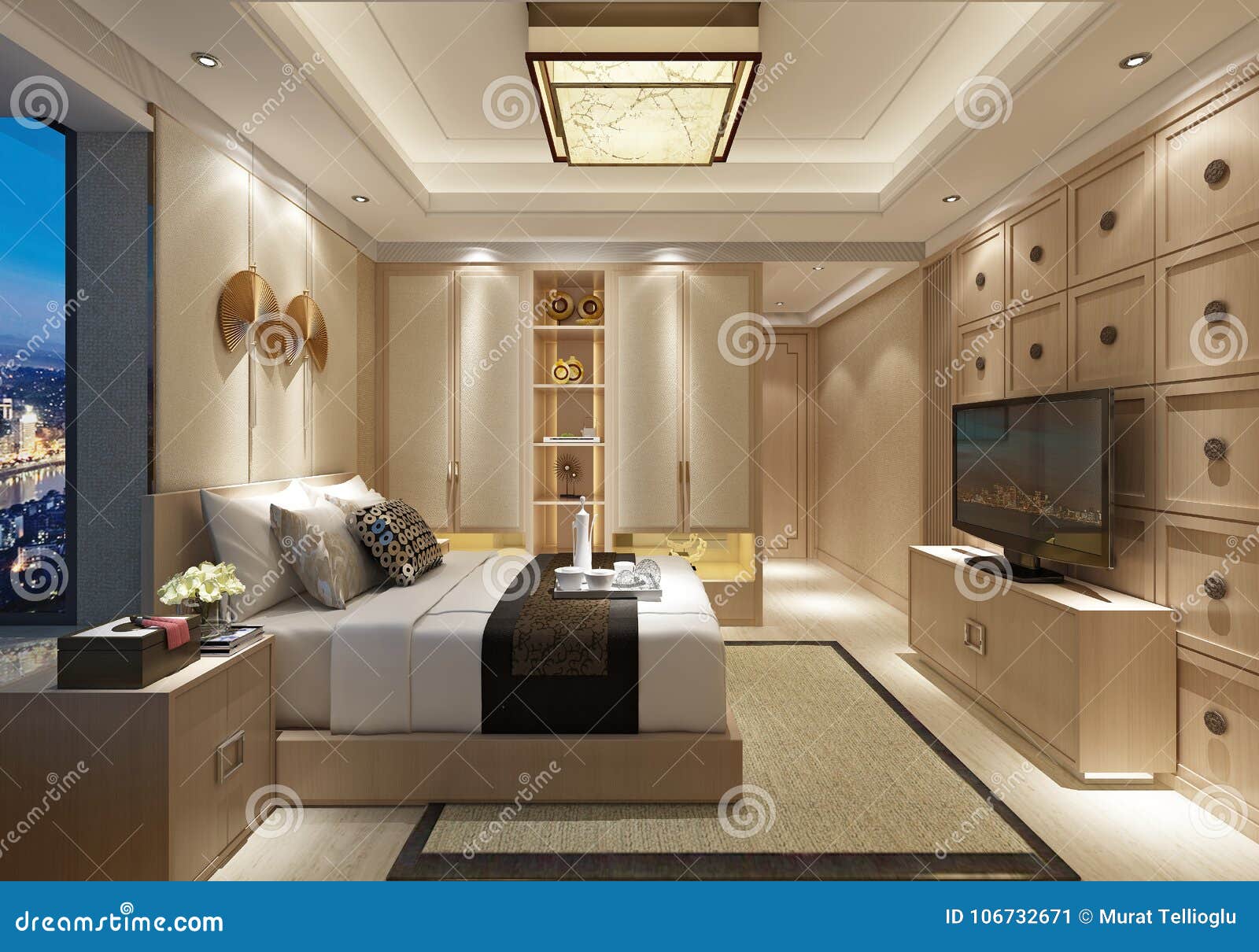 3d Render of Luxury Hotel Room Stock Illustration - Illustration of ...