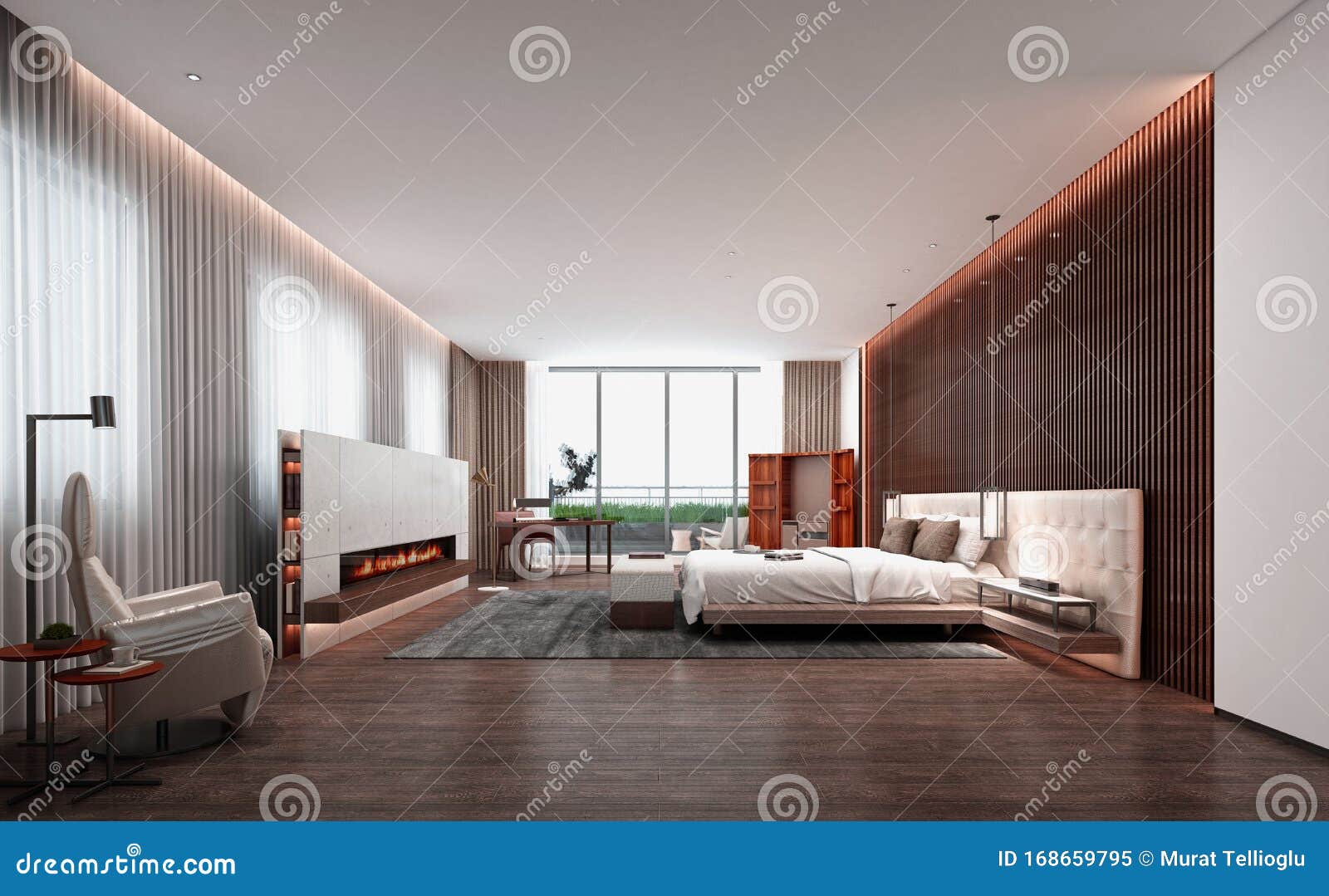3d Render Luxury Hotel Room Stock Illustration - Illustration of living ...
