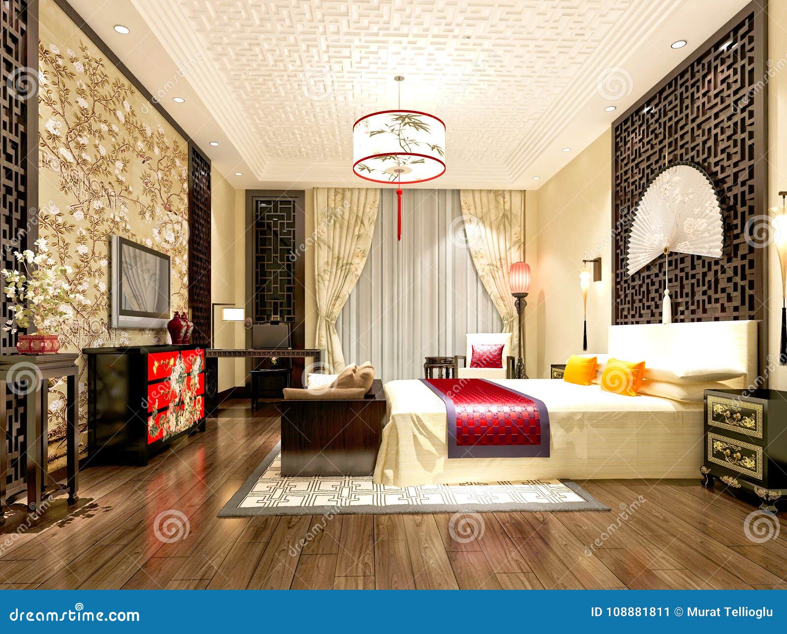 3d Render of Modern Hotel Room Stock Illustration - Illustration of ...