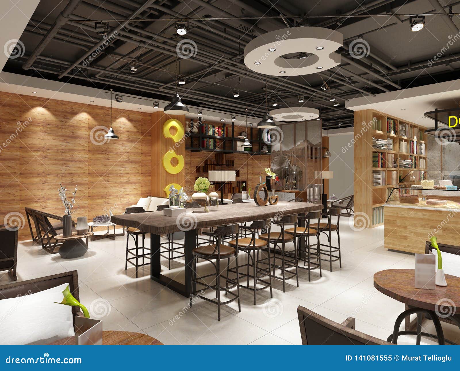 3d Render of Luxury Restaurant Stock Illustration - Illustration of ...