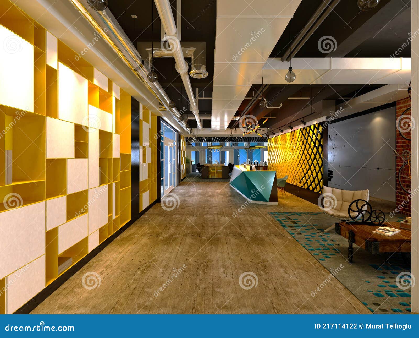 3d Render of Office Reception Stock Illustration - Illustration of ...