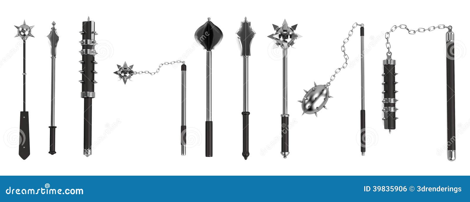 3d render of maces stock illustration. Illustration of medieval - 39835906