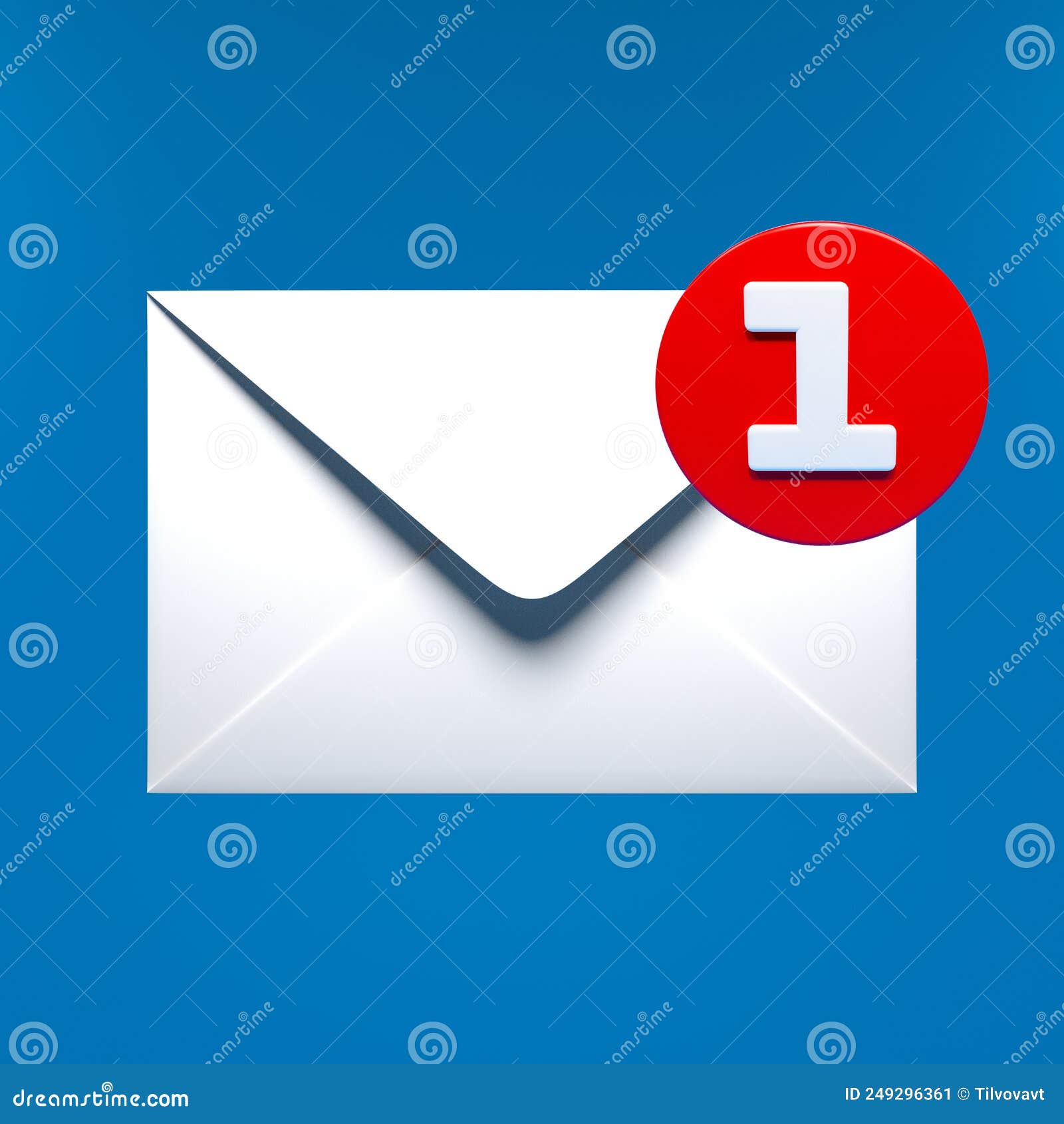 3d Render of a Mail Envelope with Number One Isolated on a Blue ...