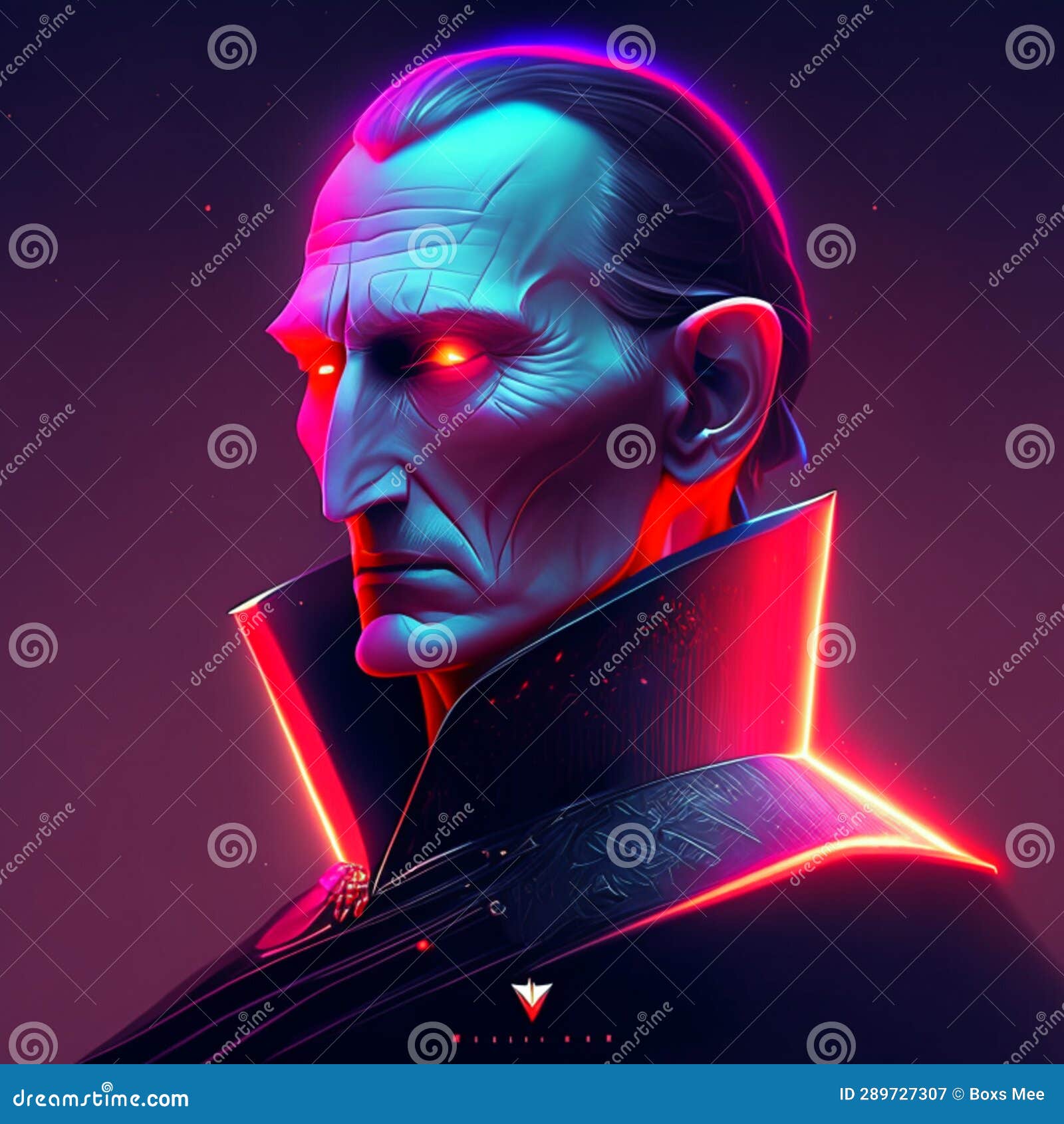 3d Render of a Male Cyborg with Red and Blue Light Generative AI Stock ...