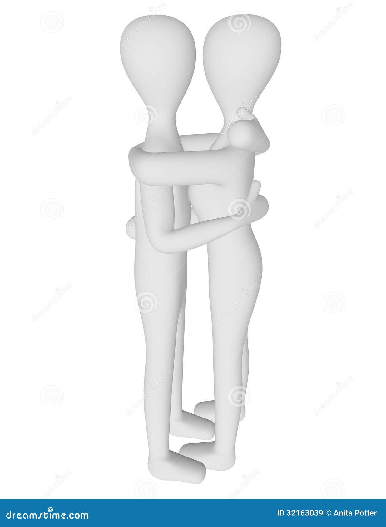 3d Render Of Male And Female Characters Hugging Stock Illustration