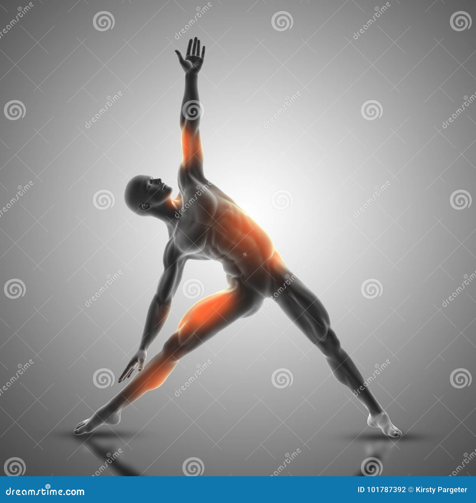 3D Male Figure in Triangle Pose Stock Illustration - Illustration of ...