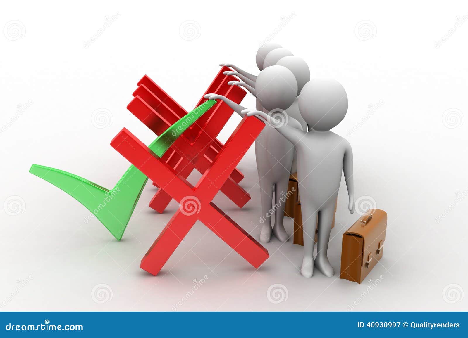3d Render of Man with Correct and Wrong Symbols Stock Illustration ...