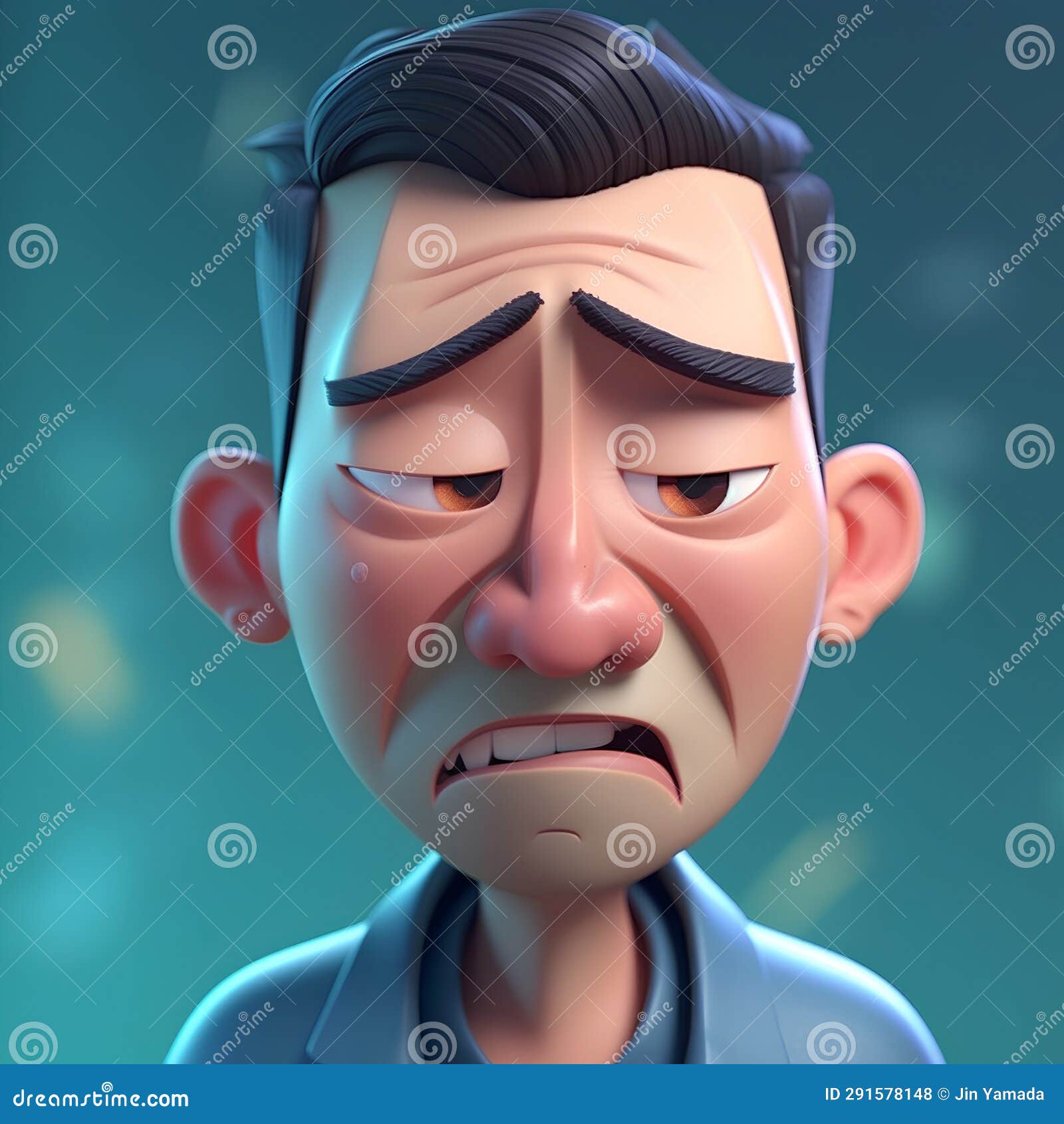 3D Render of a Man with a Worried Expression on His Face Stock ...