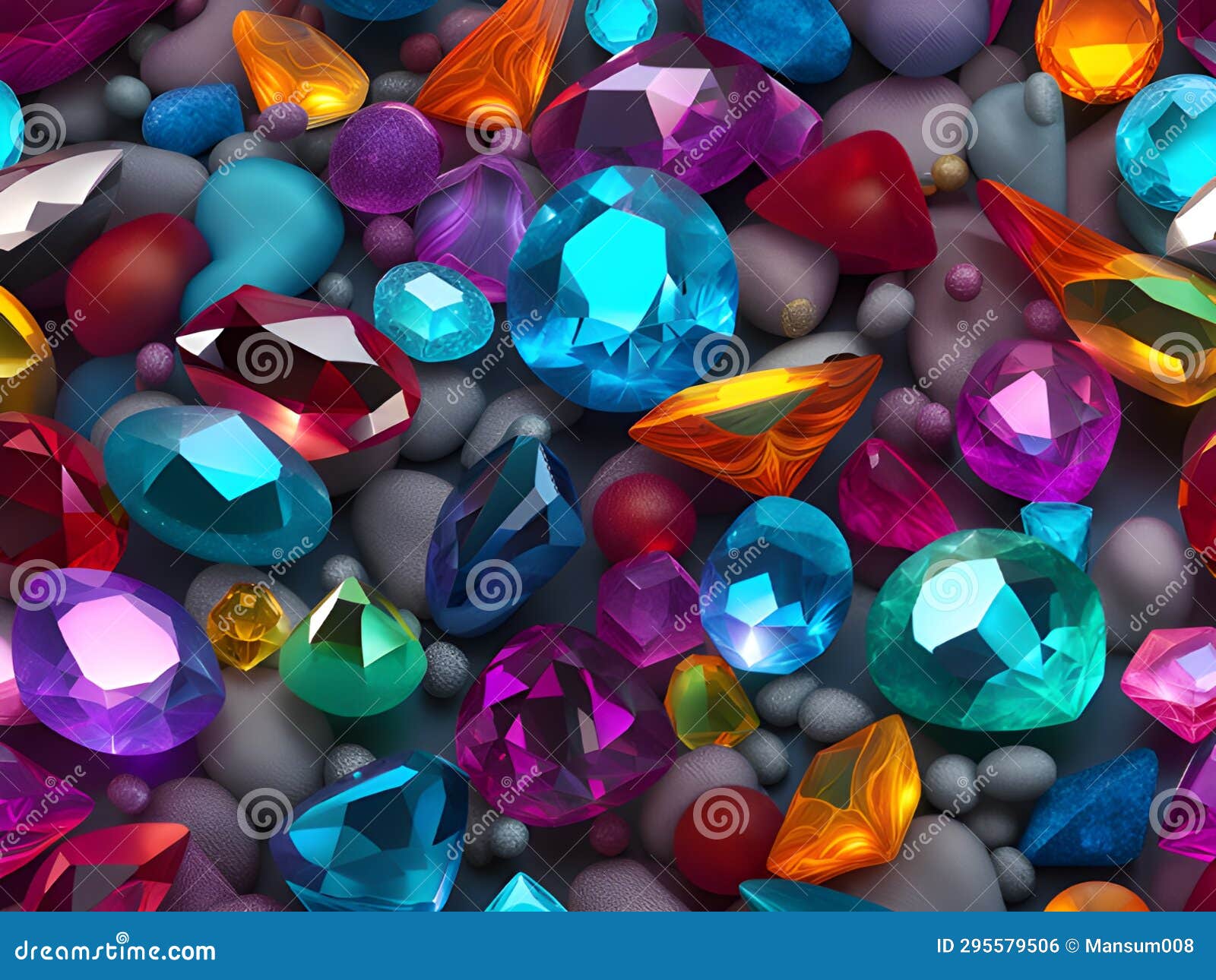 3d Render of Many Different Colorful Gemstones Stock Illustration ...