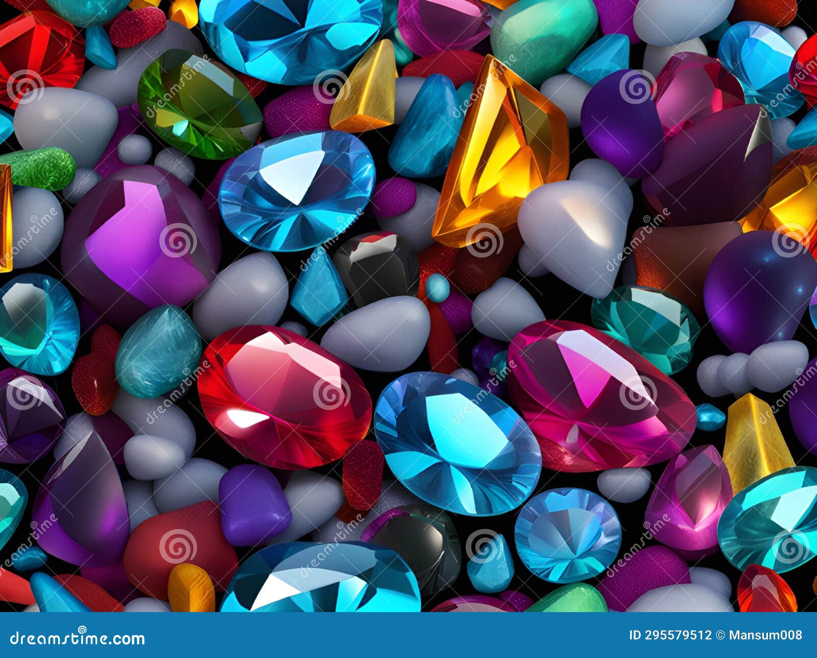 3d Render of Many Different Colorful Gemstones Stock Illustration ...