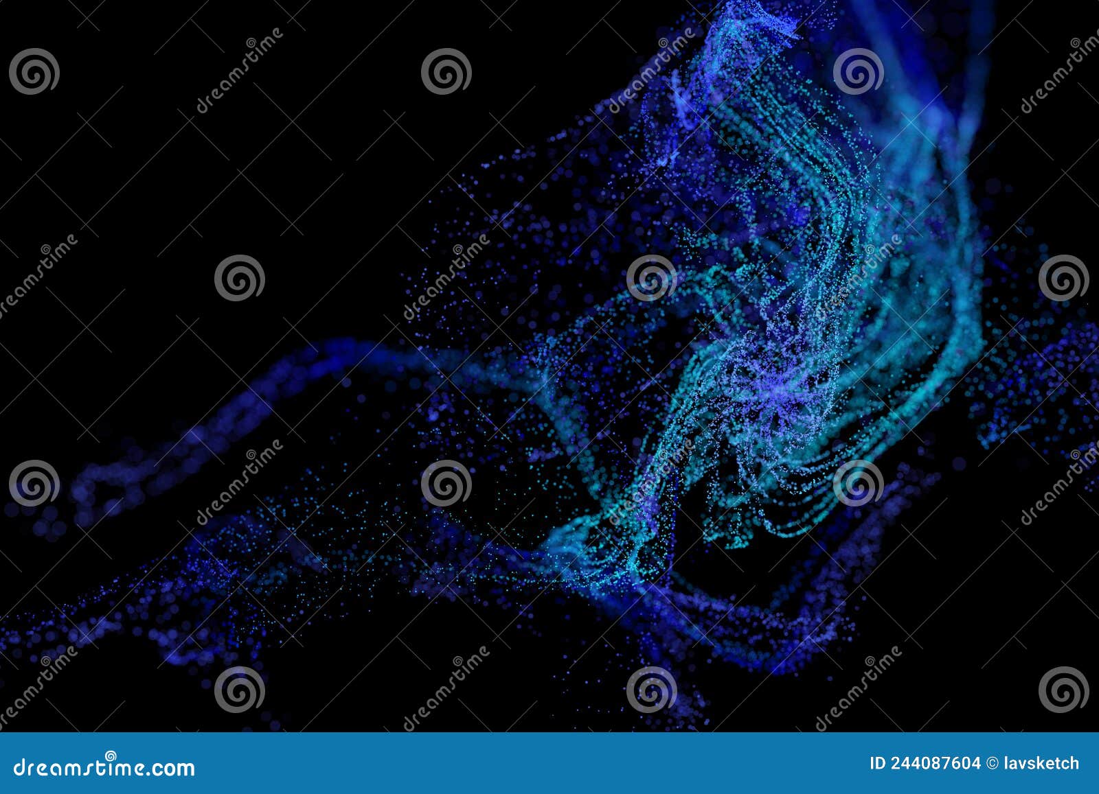 3D Render of Many Small Ultraviolet and Blue Particles Stock ...