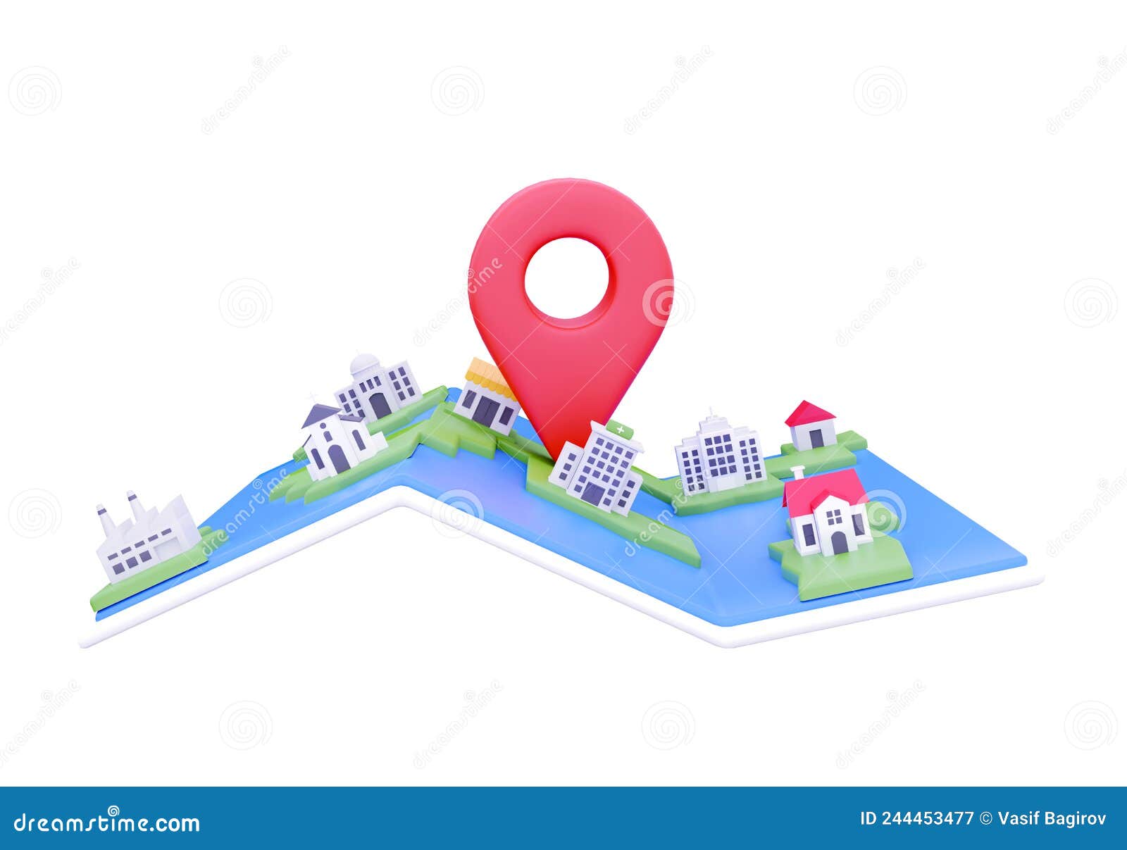 3d Render Map City Pin, Location Icon. GPS Navigator Pointer. 3D Render ...