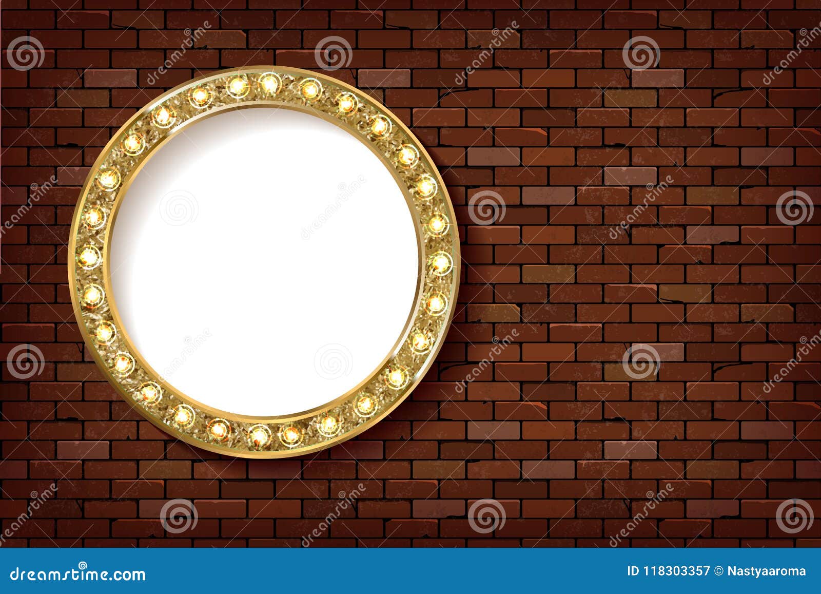 3D Render Marquee Light Circle Board Sign Stock Illustration ...