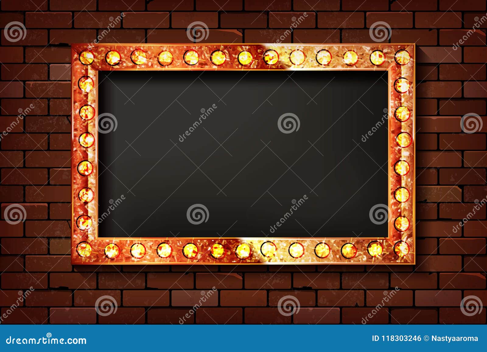 3D Render Marquee Light Rectangle Board Sign Stock Illustration ...