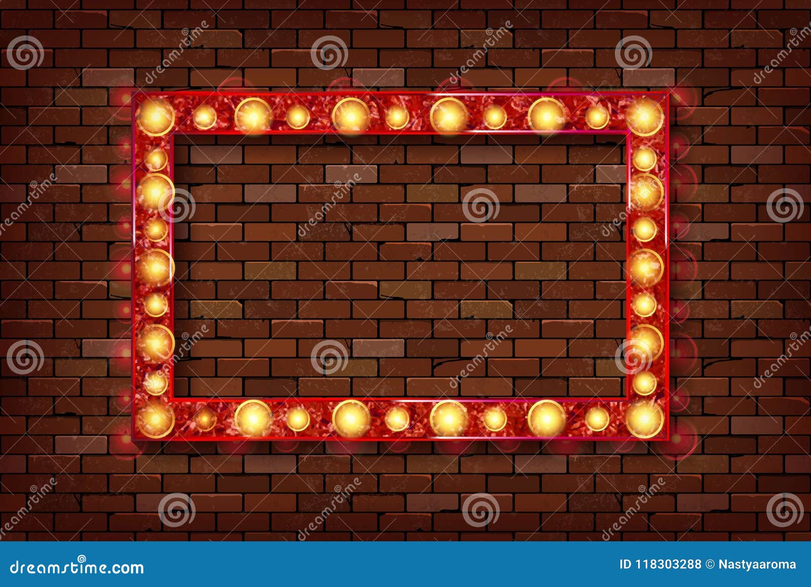 3D Render Marquee Light Rectangle Board Sign Stock Illustration ...