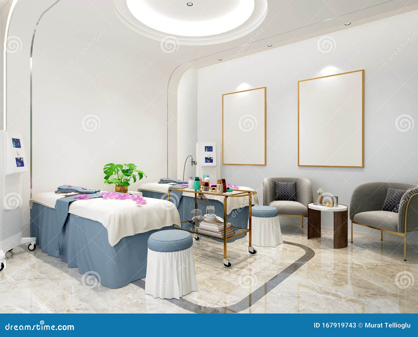 3d Render Massage Spa Center Stock Illustration - Illustration of ...