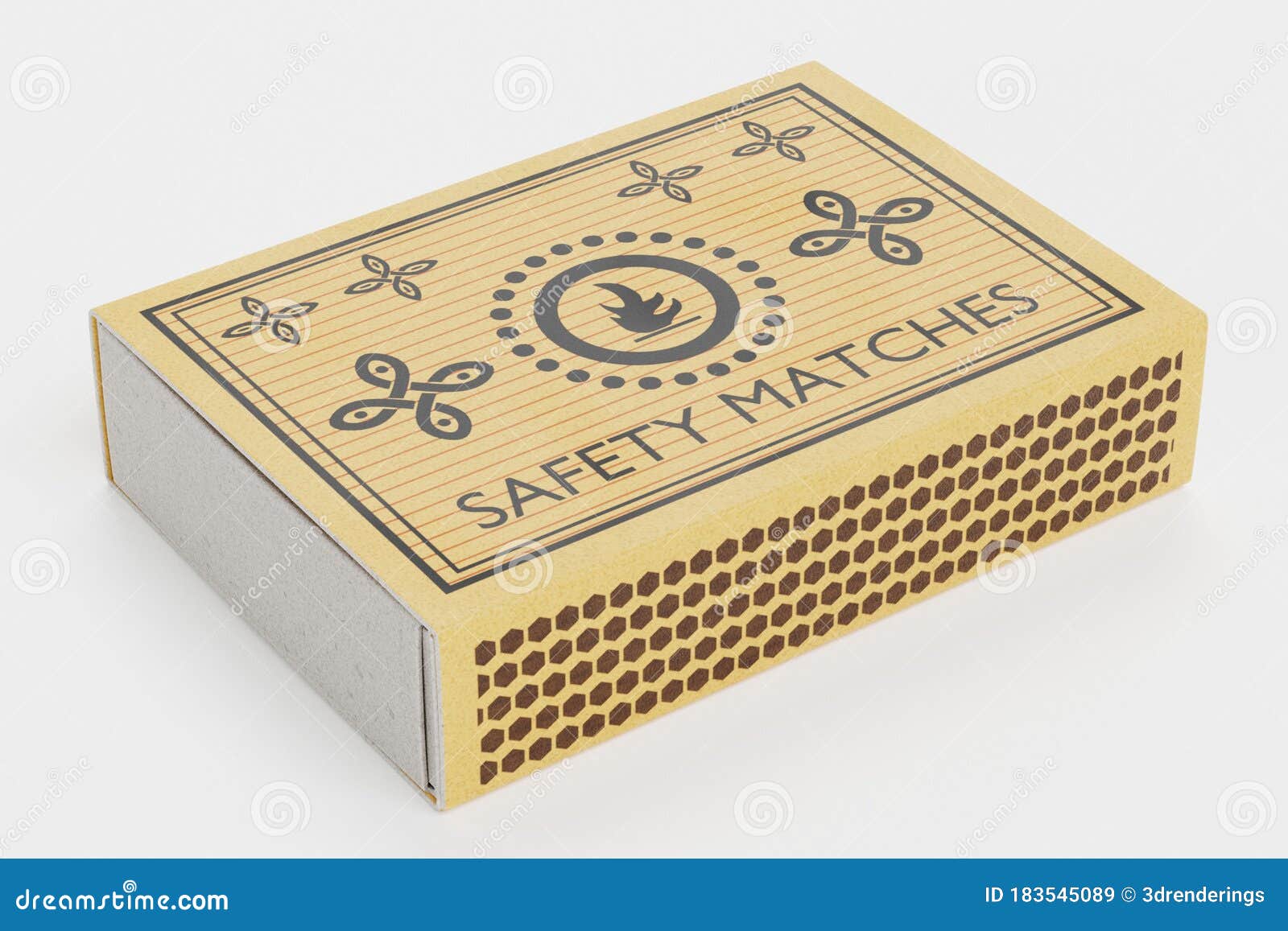3D Render of Matchbox stock illustration. Illustration of flame - 183545089