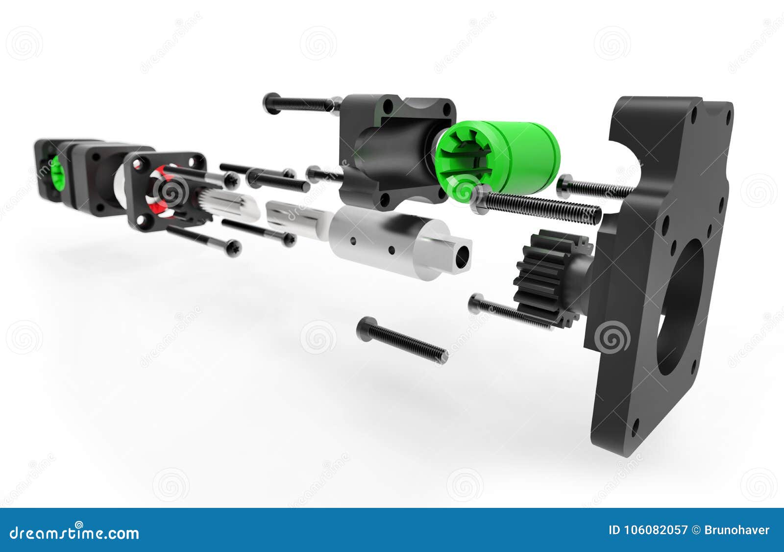 3d Render Mechanical Model Isolated on White. Stock Illustration ...