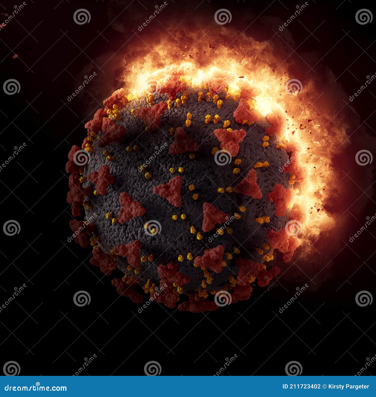 3D Medical Background with Exploding Covid 19 Virus Cell Stock ...