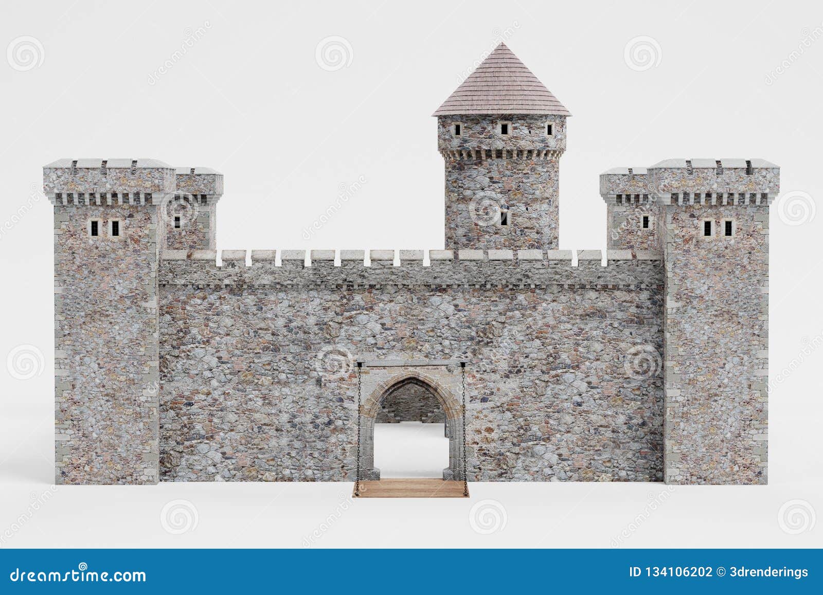 3D Render of Medieval Castle Stock Illustration - Illustration of ...