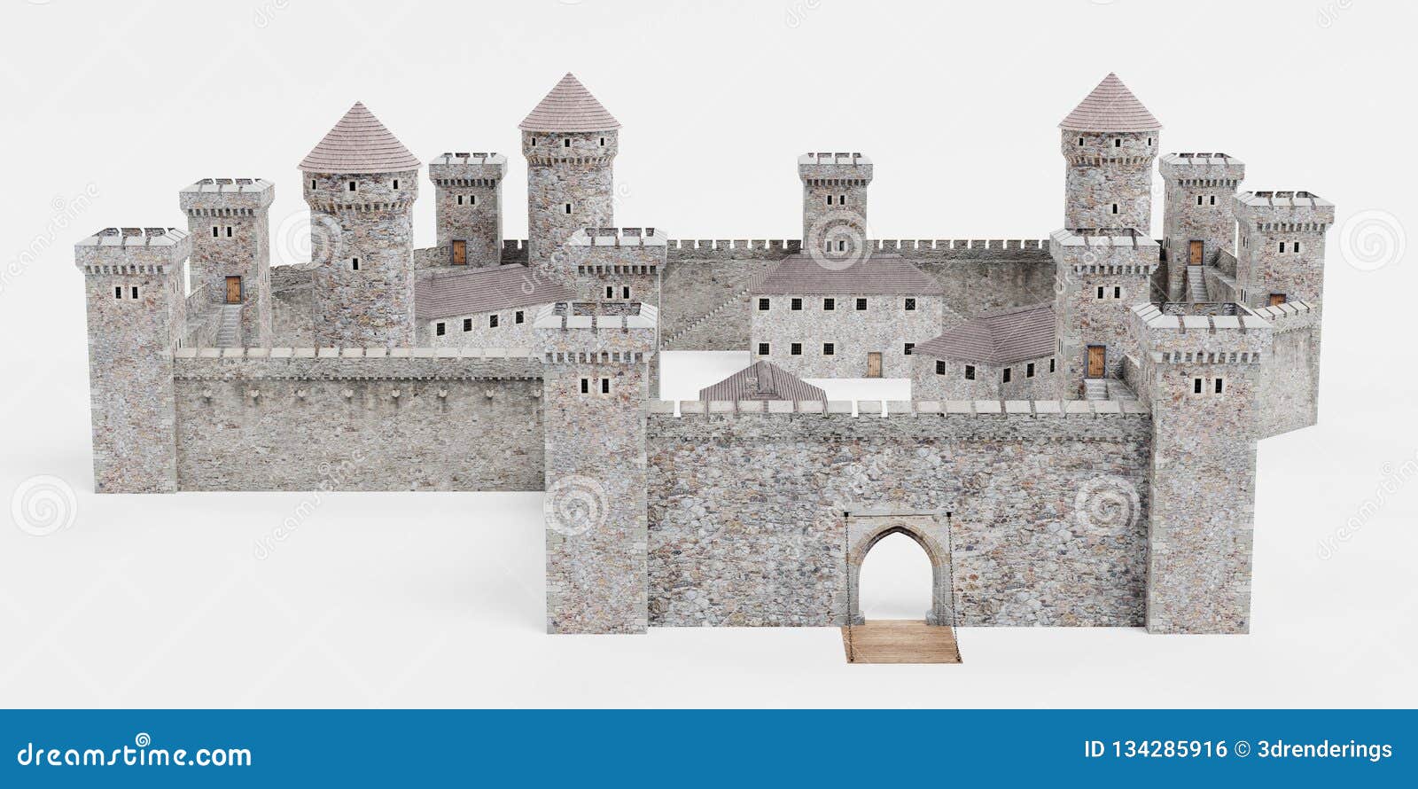 3D Render of Medieval Castle Stock Illustration - Illustration of ...