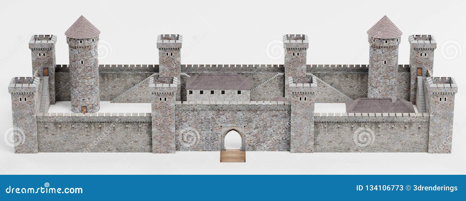 3D Render of Medieval Castle Stock Illustration - Illustration of house ...