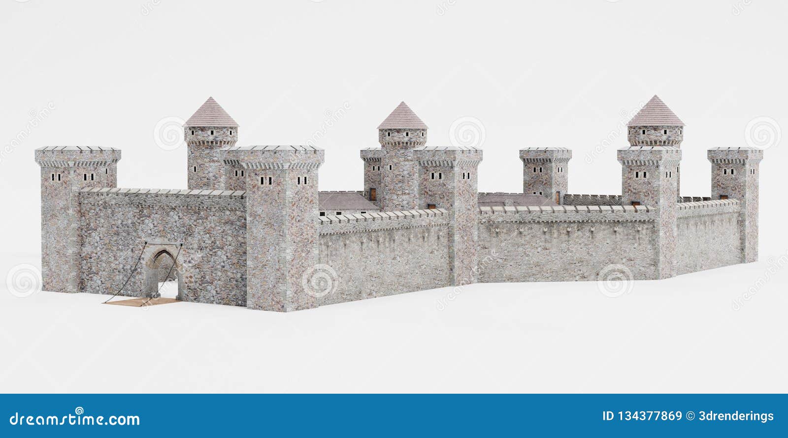 3D Render of Medieval Castle Stock Illustration - Illustration of ...