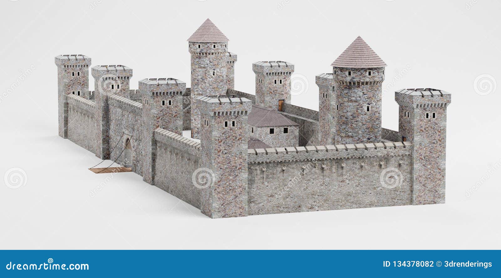 3D Render of Medieval Castle Stock Illustration - Illustration of ...