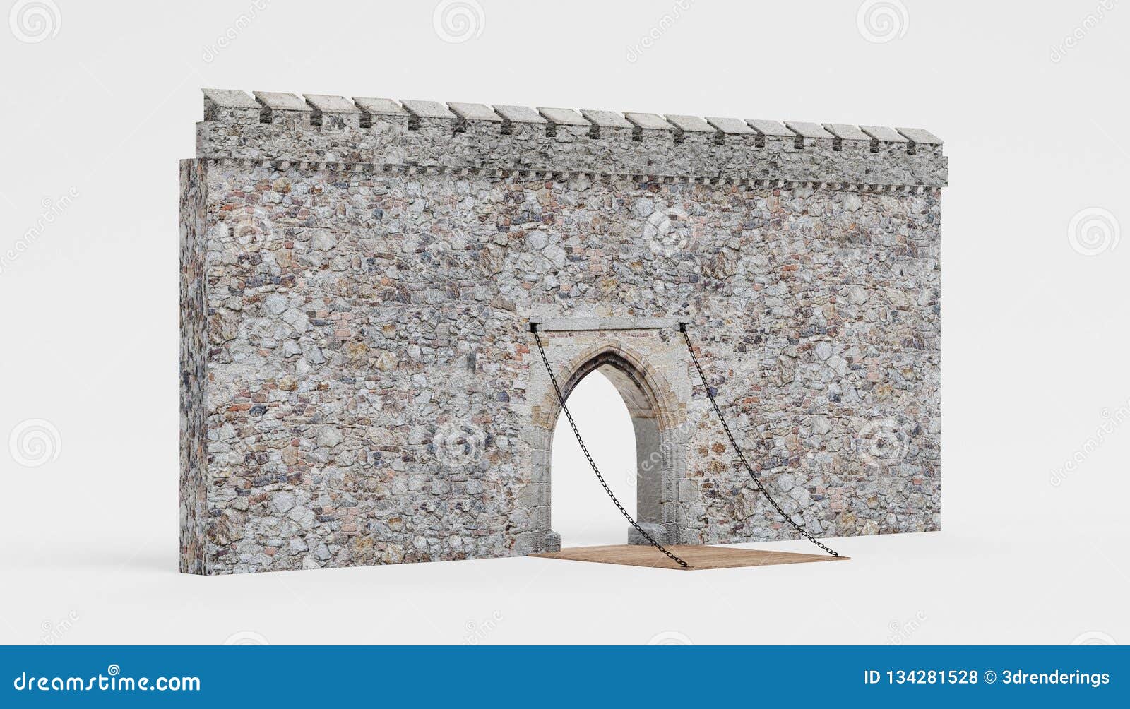 Medieval Gate With Closed Lattice And Guard Towers Royalty-Free Stock ...