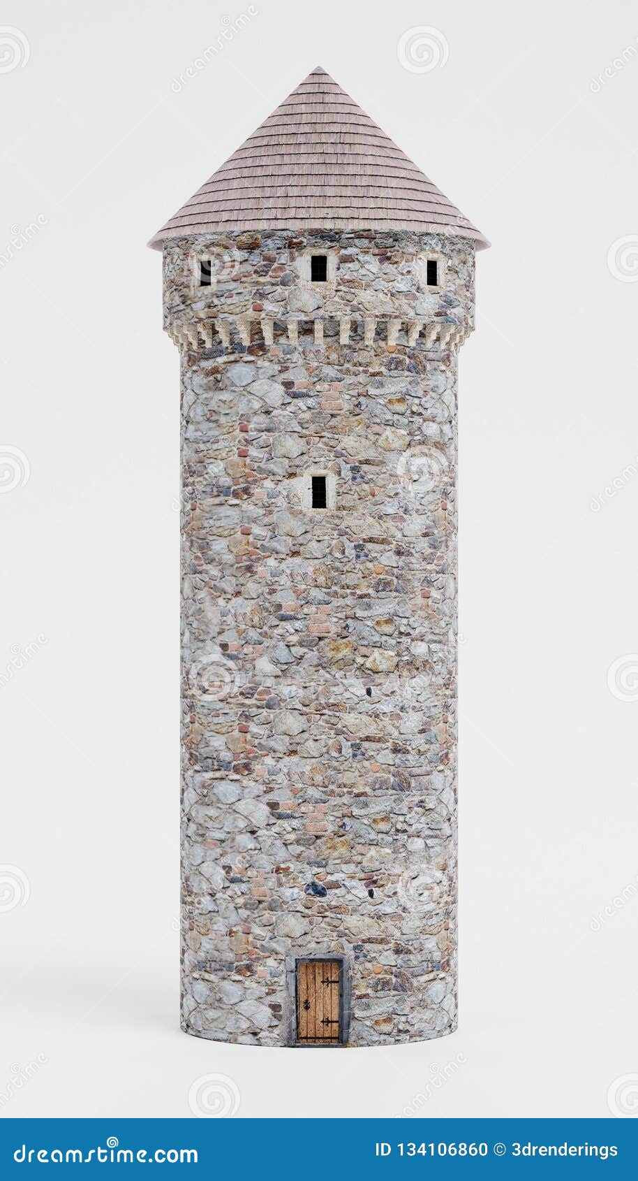 3D Render of Medieval Tower Stock Illustration - Illustration of wall ...