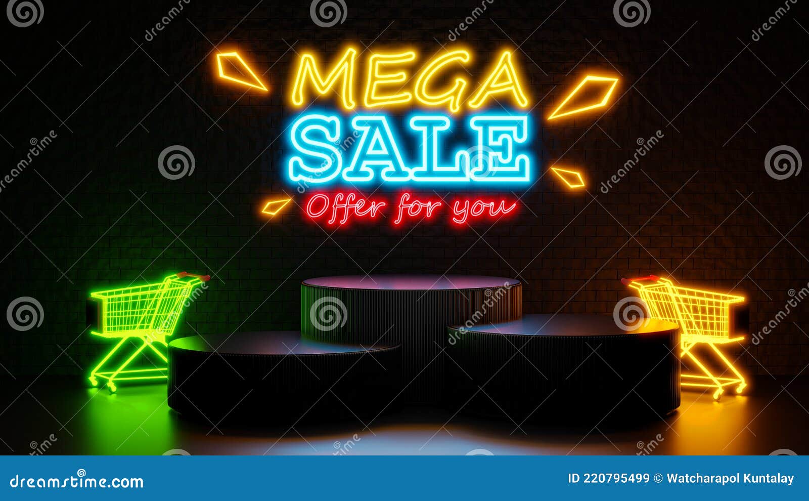 Mega Sale with Podium for Product Display Stock Illustration ...