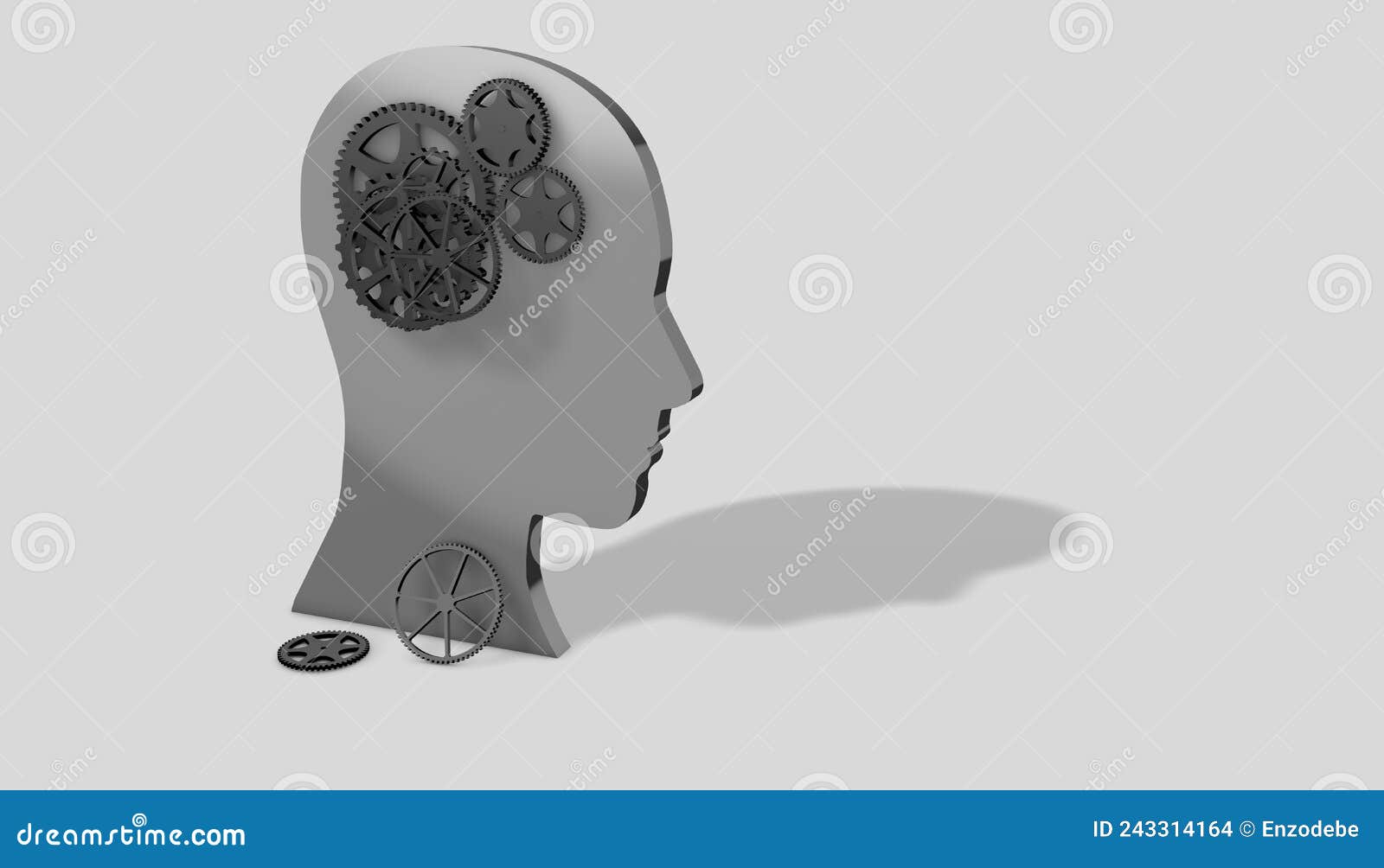 3d Render of Metal Brain Human Head Stock Illustration - Illustration ...