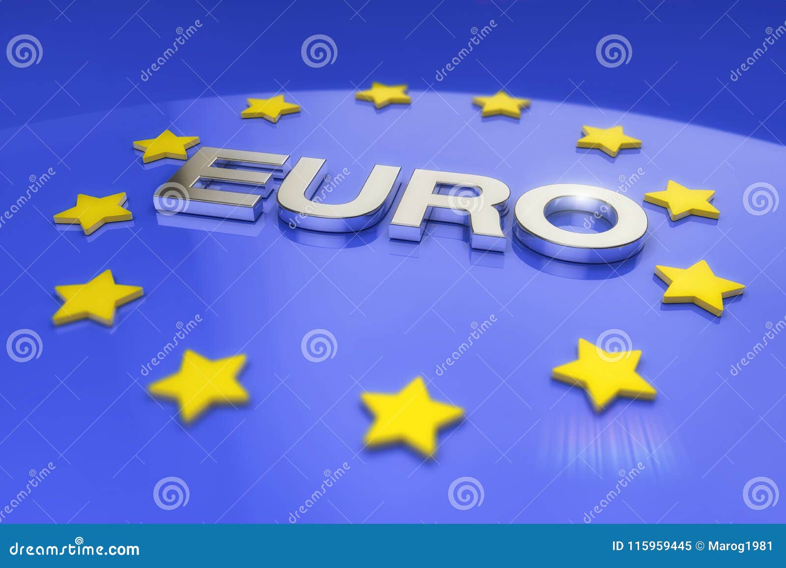 3d Render - Metal Euro Text Stock Illustration - Illustration of global ...