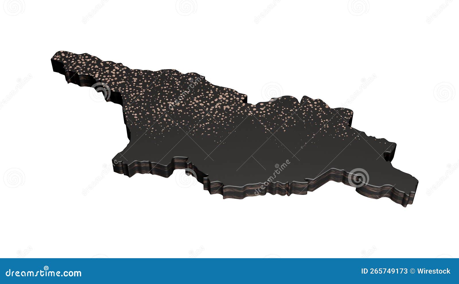 3D Render of a Metallic Black Georgia Shaped Map Isolated on a White ...