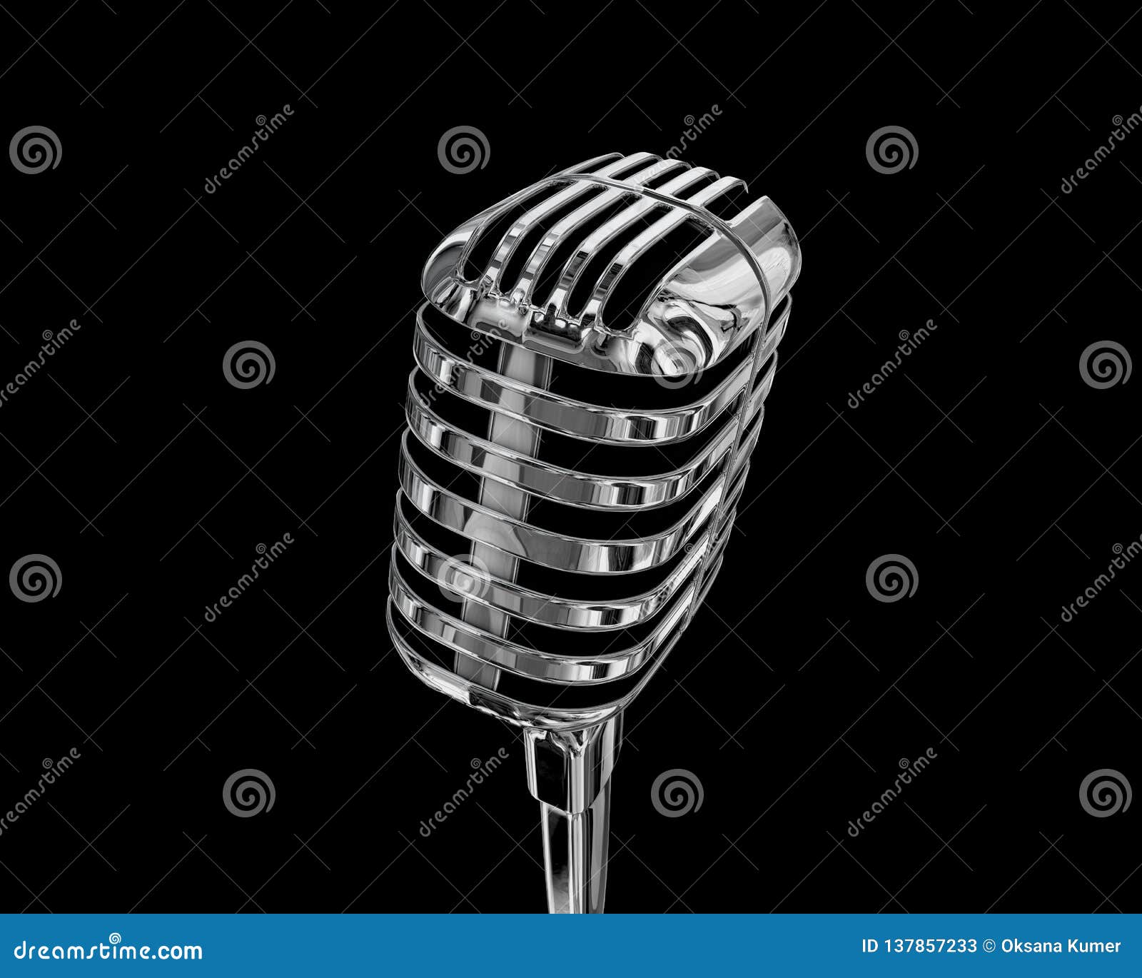 3D Render - Metallic Retro Microphone Stock Illustration - Illustration ...