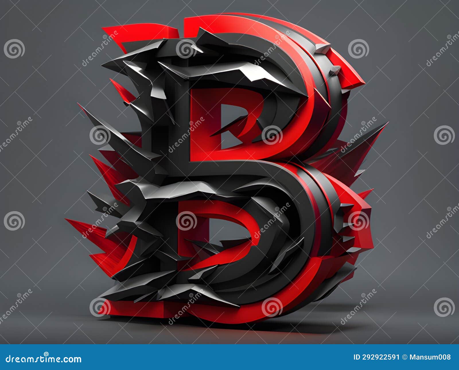 3d Render of Metallic Font with Black Letter B Stock Illustration ...