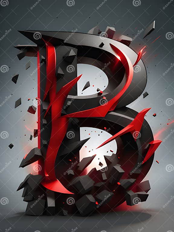 3d Render of Metallic Font with Black Letter B Stock Illustration ...