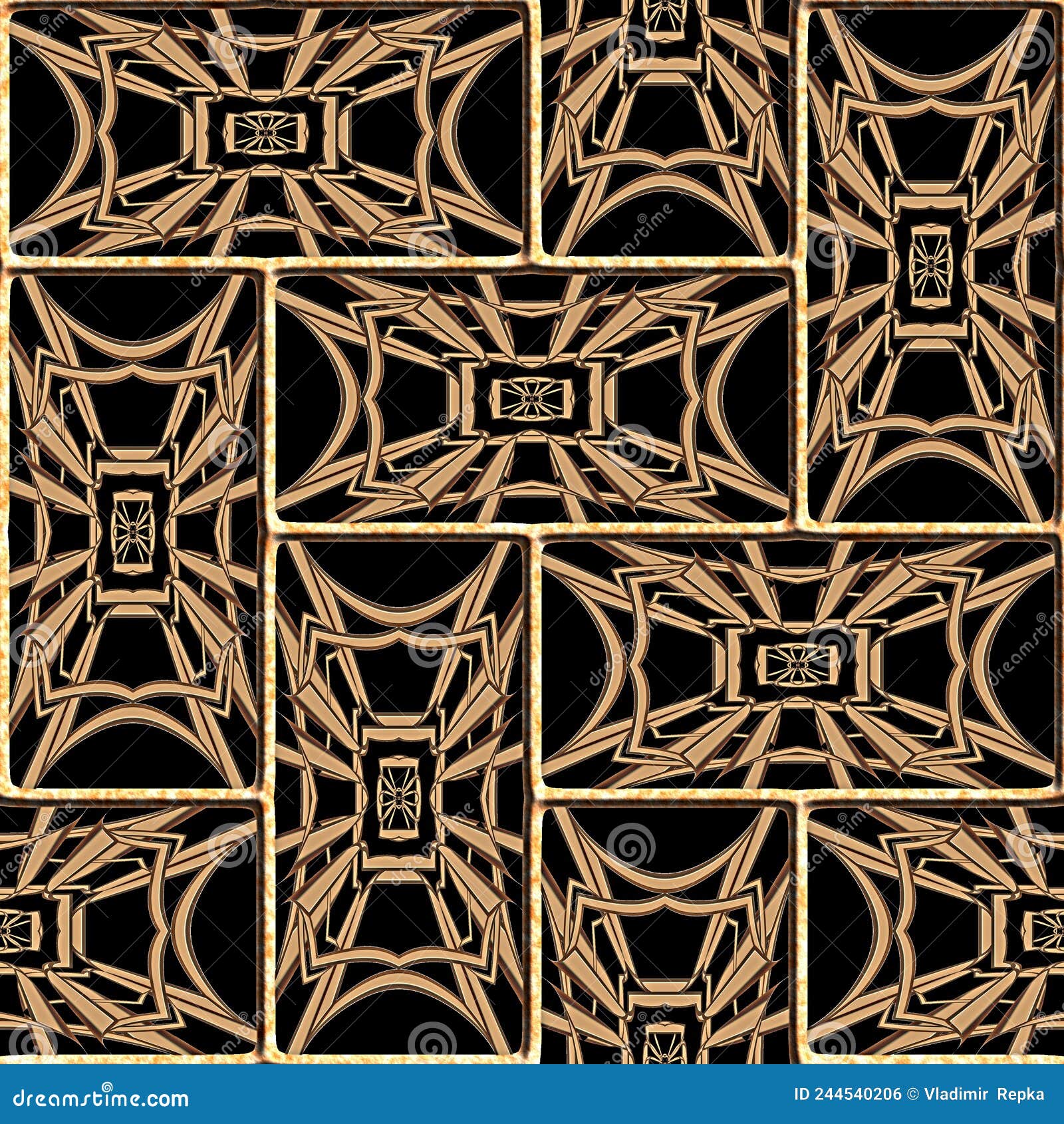 3D Render of Metallic Lace Seamless Tile Stock Illustration ...