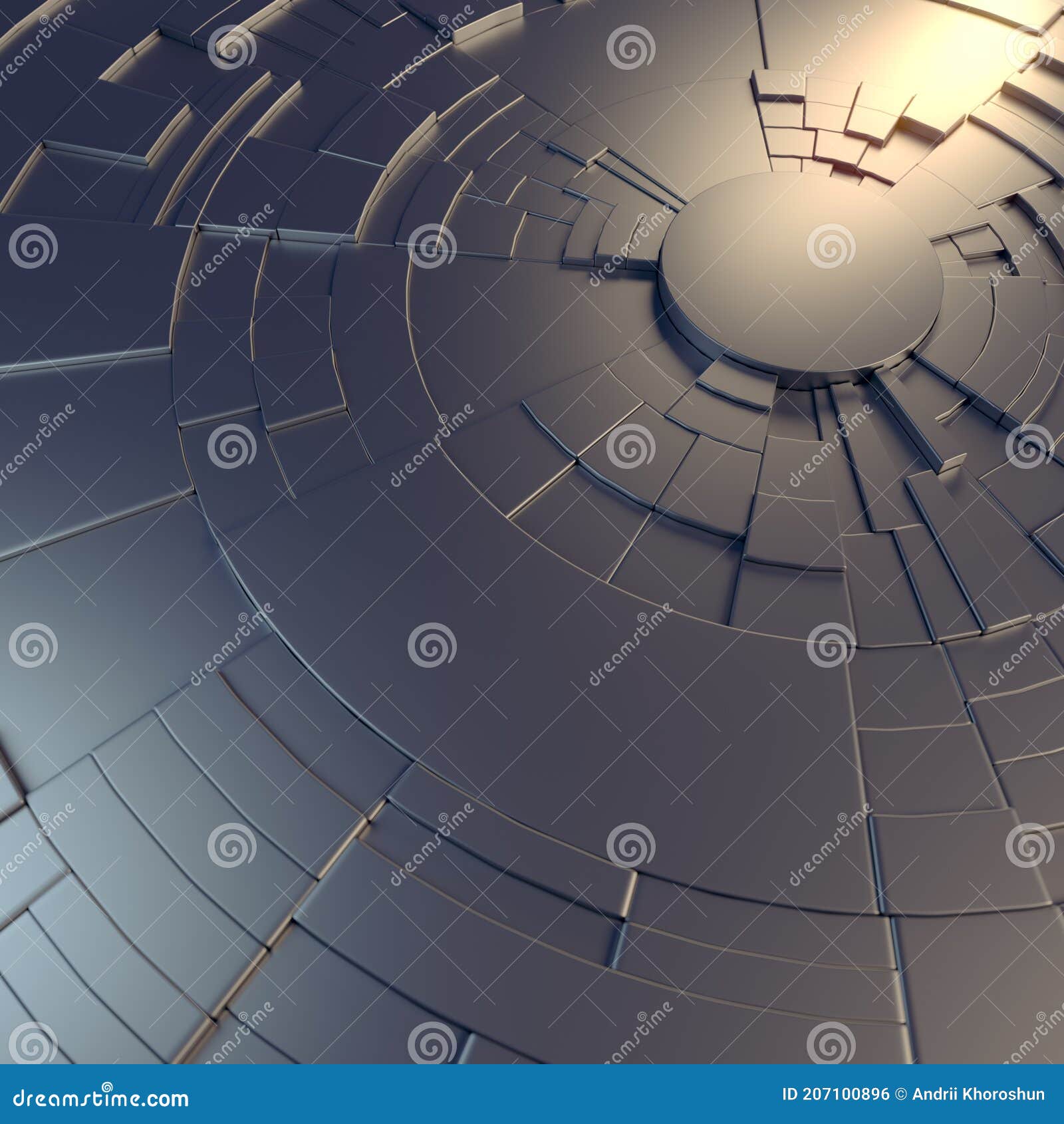 3d Render Metallic Pattern of Circular Geometric Shapes. Abstract ...