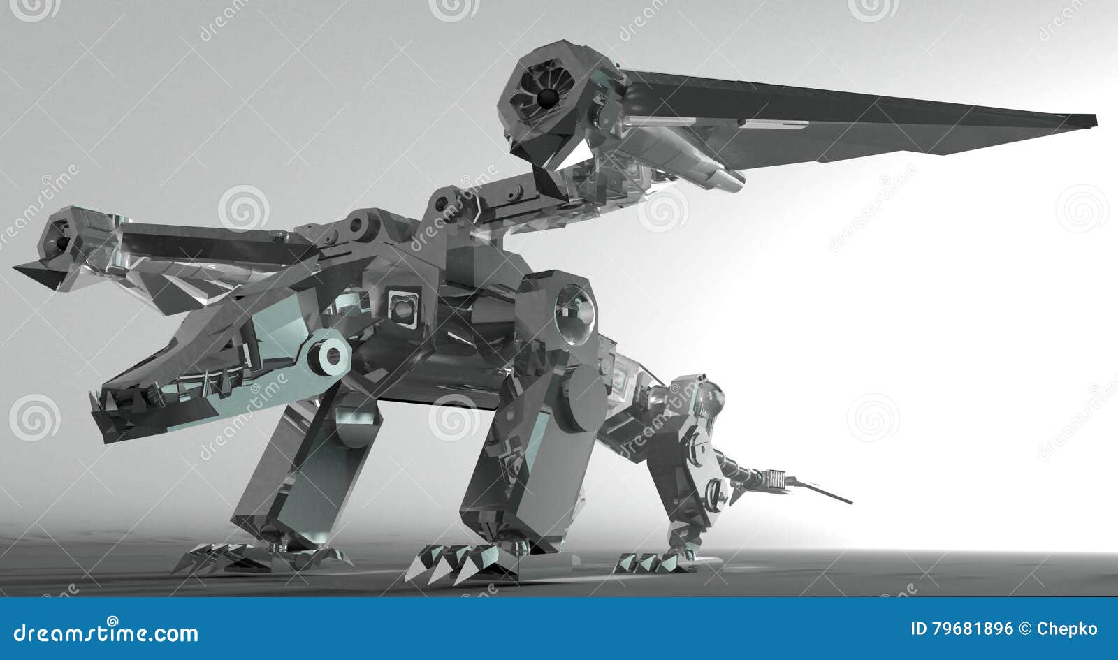 3d Render of a Metallic Robot Dragon Stock Illustration - Illustration ...