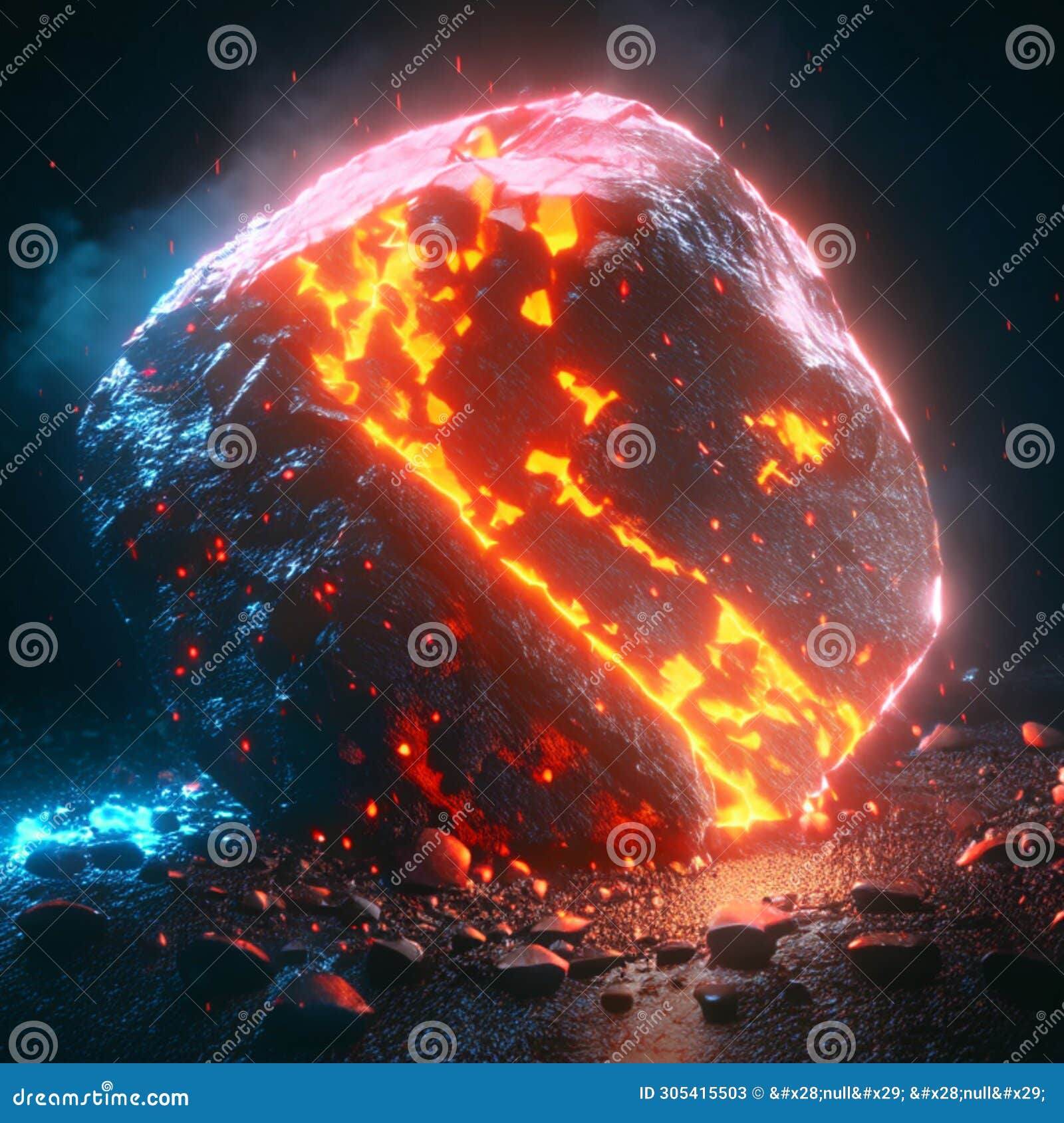 3d Render of a Meteorite in a Dark Space. this is a 3d Render ...